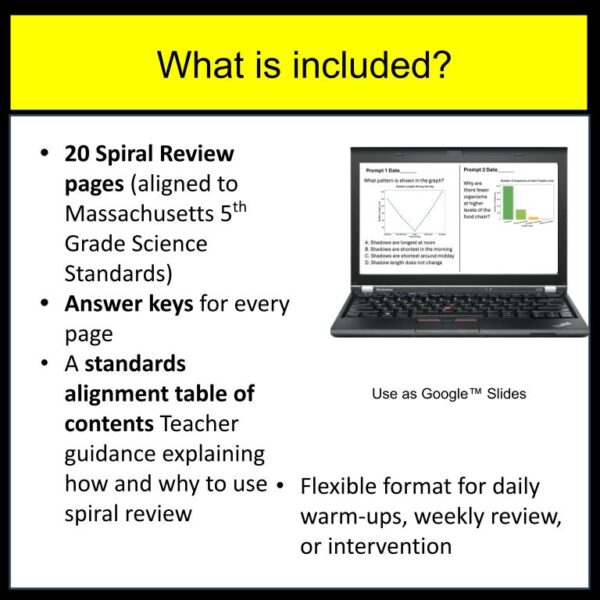MCAS Test Prep Science Spiral Review for 5th Grade