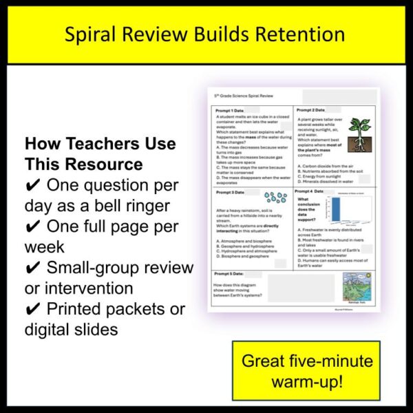 5th Grade TEKS Science Spiral Review STAAR Test Prep
