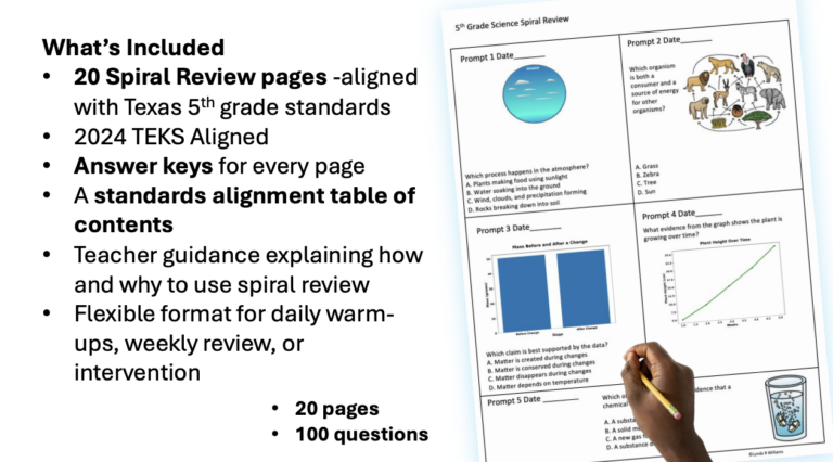 5th Grade TEKS Science Spiral Review STAAR Test Prep