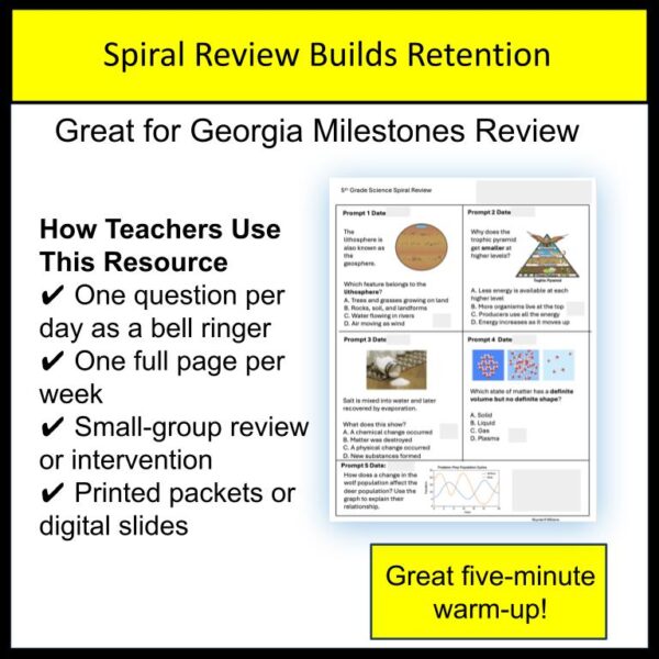 Georgia Milestones Test Prep 5th Grade Spiral Review