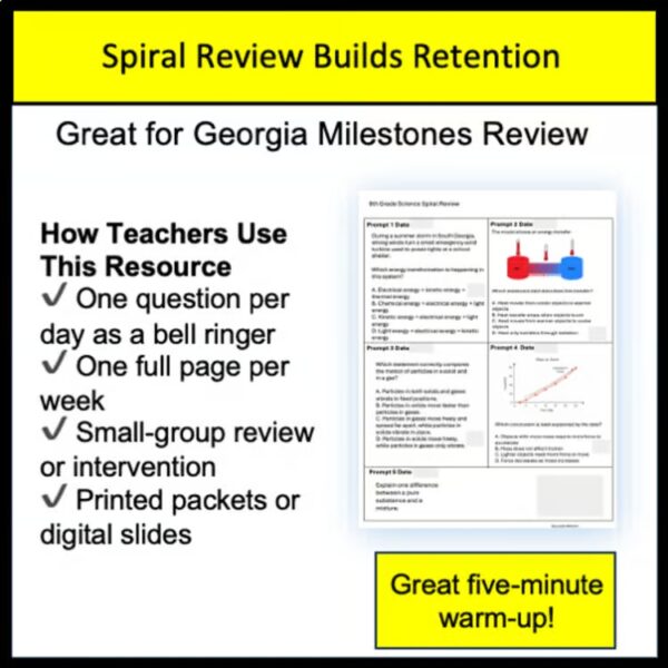 Georgia 8th Grade Science Spiral Review -GSE Test Prep